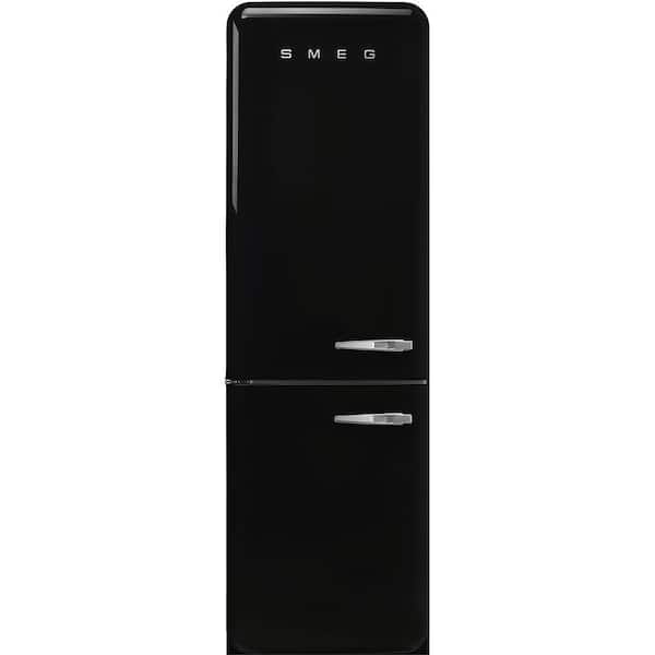 smeg FAB32 Retro 60cm Refrigerator w/ Bottom-Freezer. Black. Left Hinge ...