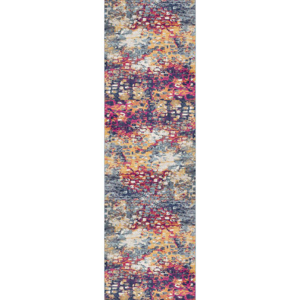 Rug Branch Savannah Yellow Blue, Abstract 2 ft. x 14 ft. Boho Indoor ...