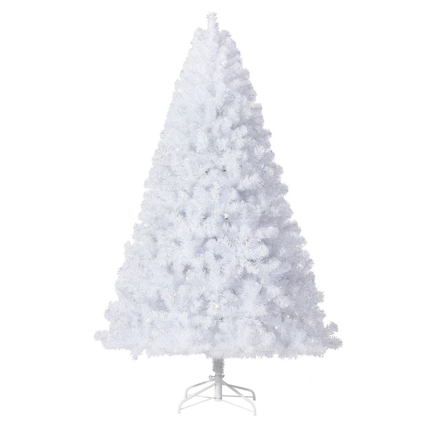 4. 5ft White Christmas Tree, Prelit Artificial Christmas Tree with LED ...
