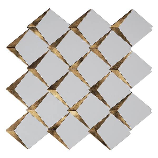 Ababil White / Gold 10.25 in. x 10.5 in. x 0.125 in. Peel and Stick ...