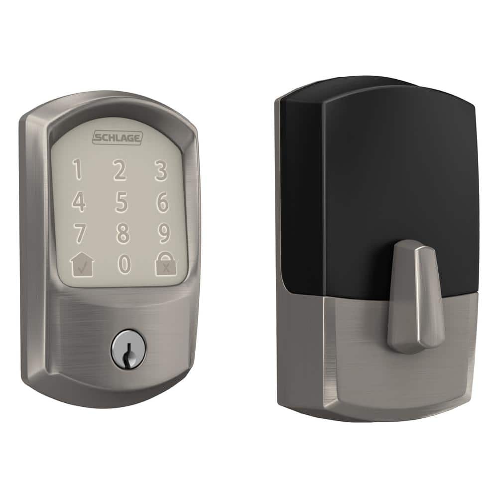 Schlage Greenwich Satin Nickel Electronic Encode Smart Wi-Fi Deadbolt ...