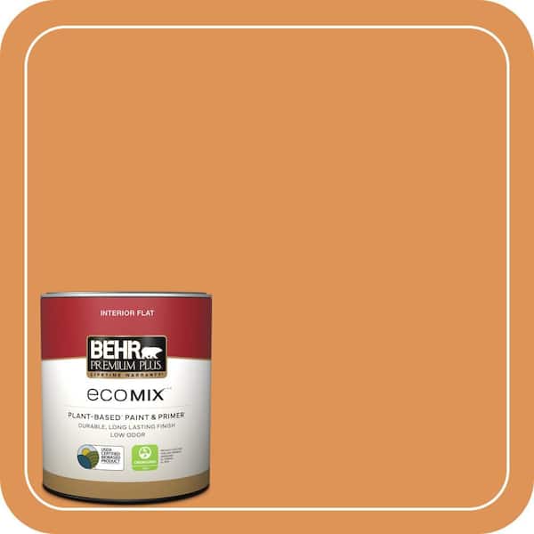 BEHR PREMIUM PLUS 1 qt. #270D-6 Pumpkin Toast Flat EcoMix Plant-Based ...