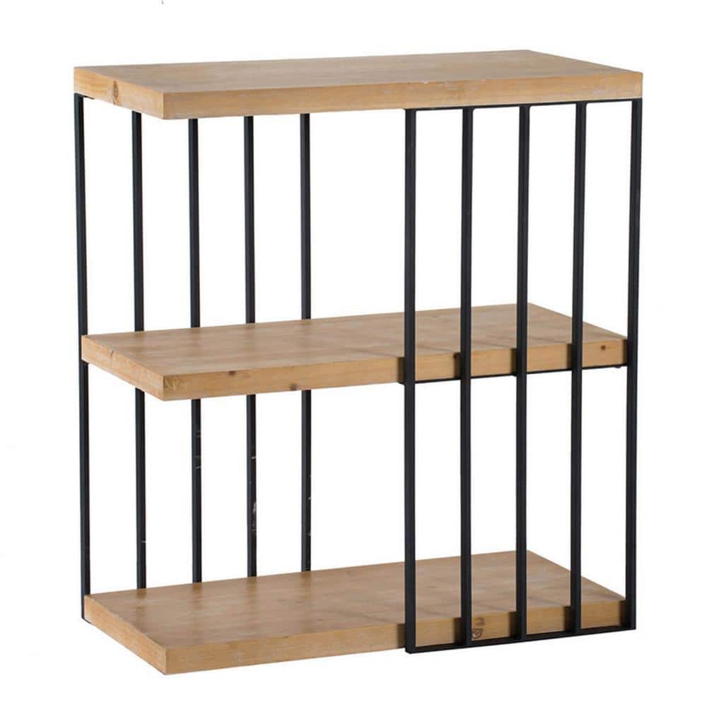 Benjara 3 Tier Iron Decorative Household Shelving Unit in Black and ...