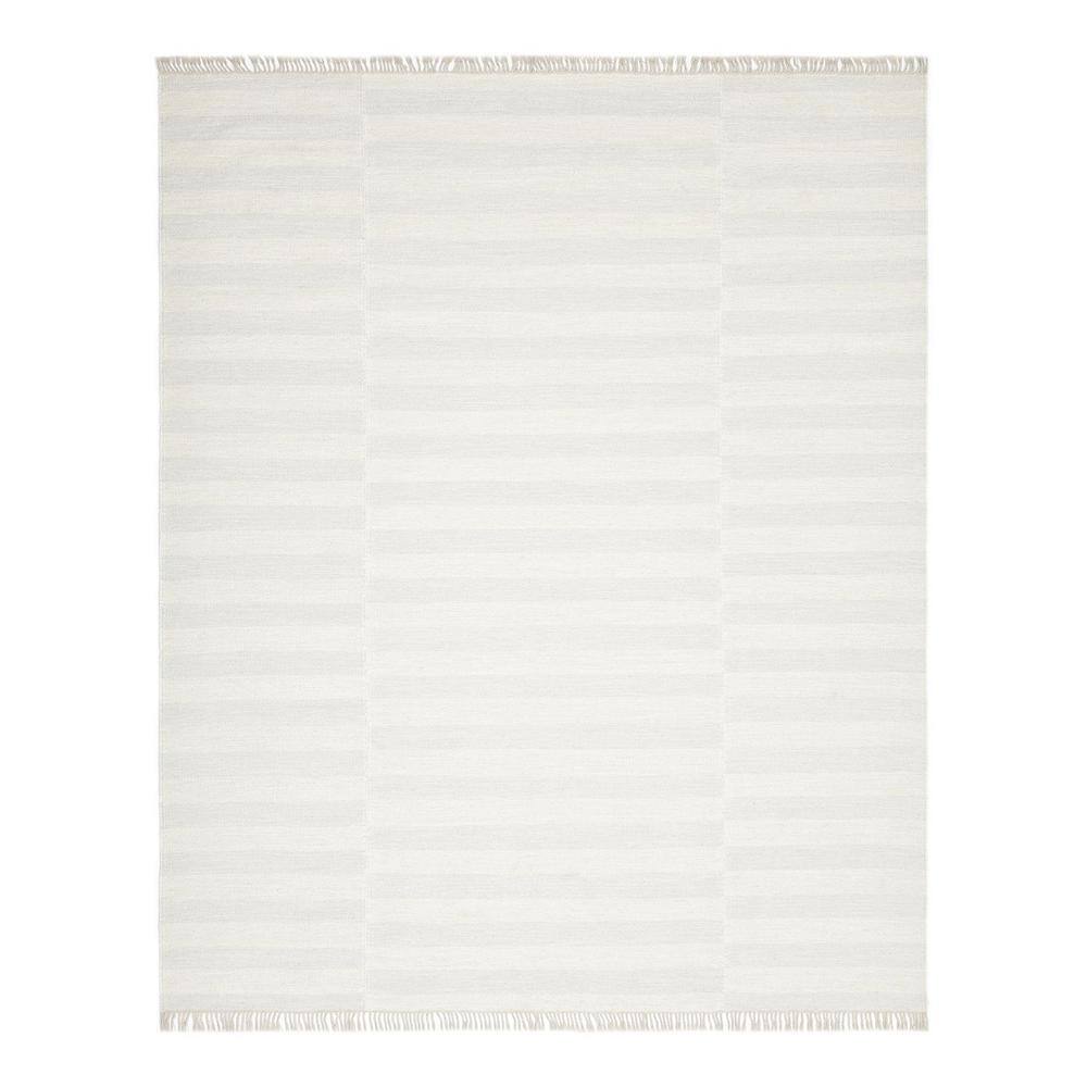 Solo Rugs Louella Flatweave Ivory 5 ft. x 8 ft. Striped Hand Woven Area ...