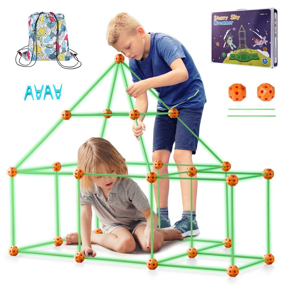VEVOR Fort Building Kit for Kids, 85PCS Glow in The Dark STEM Building ...