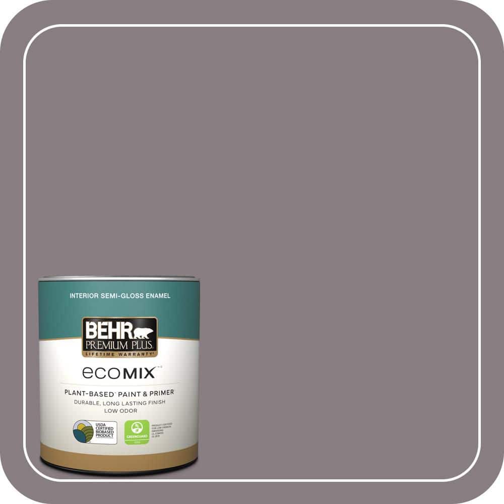 BEHR PREMIUM PLUS 1 qt. #N570-4 Classy Plum Semi-Gloss Enamel EcoMix ...