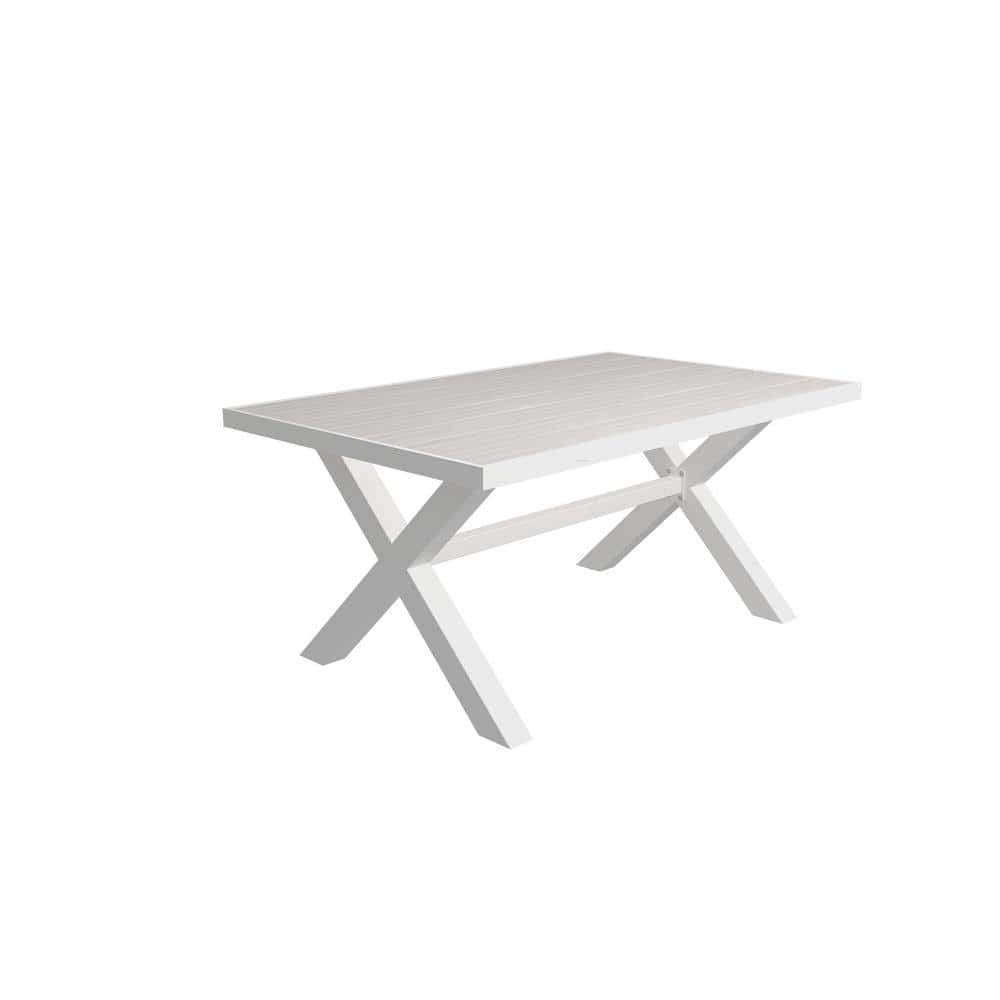 NewTechWood 63 in. Poly Aluminum BBQ Table in Icelandic Smoke White OD ...
