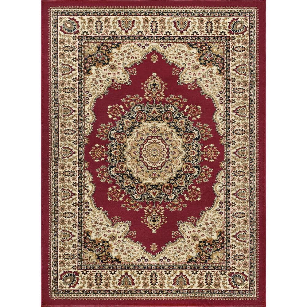 Tayse Rugs Sensation Border Red 11 ft. x 15 ft. Indoor Area Rug SNS4700 ...