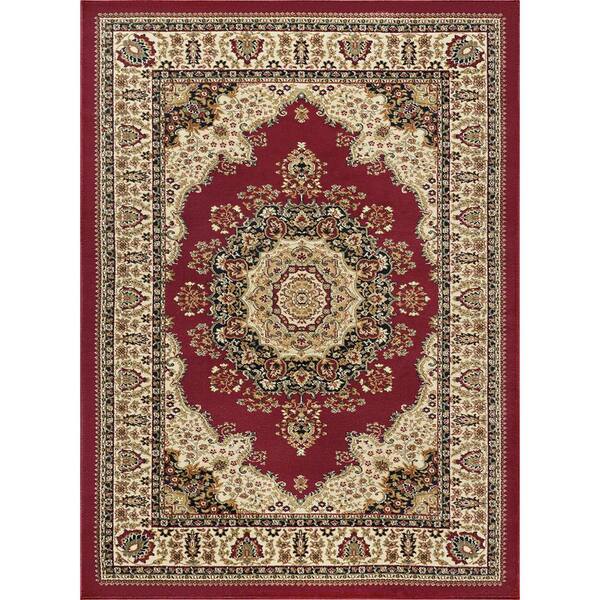 Tayse Rugs Sensation Border Red 11 ft. x 15 ft. Indoor Area Rug SNS4700 ...