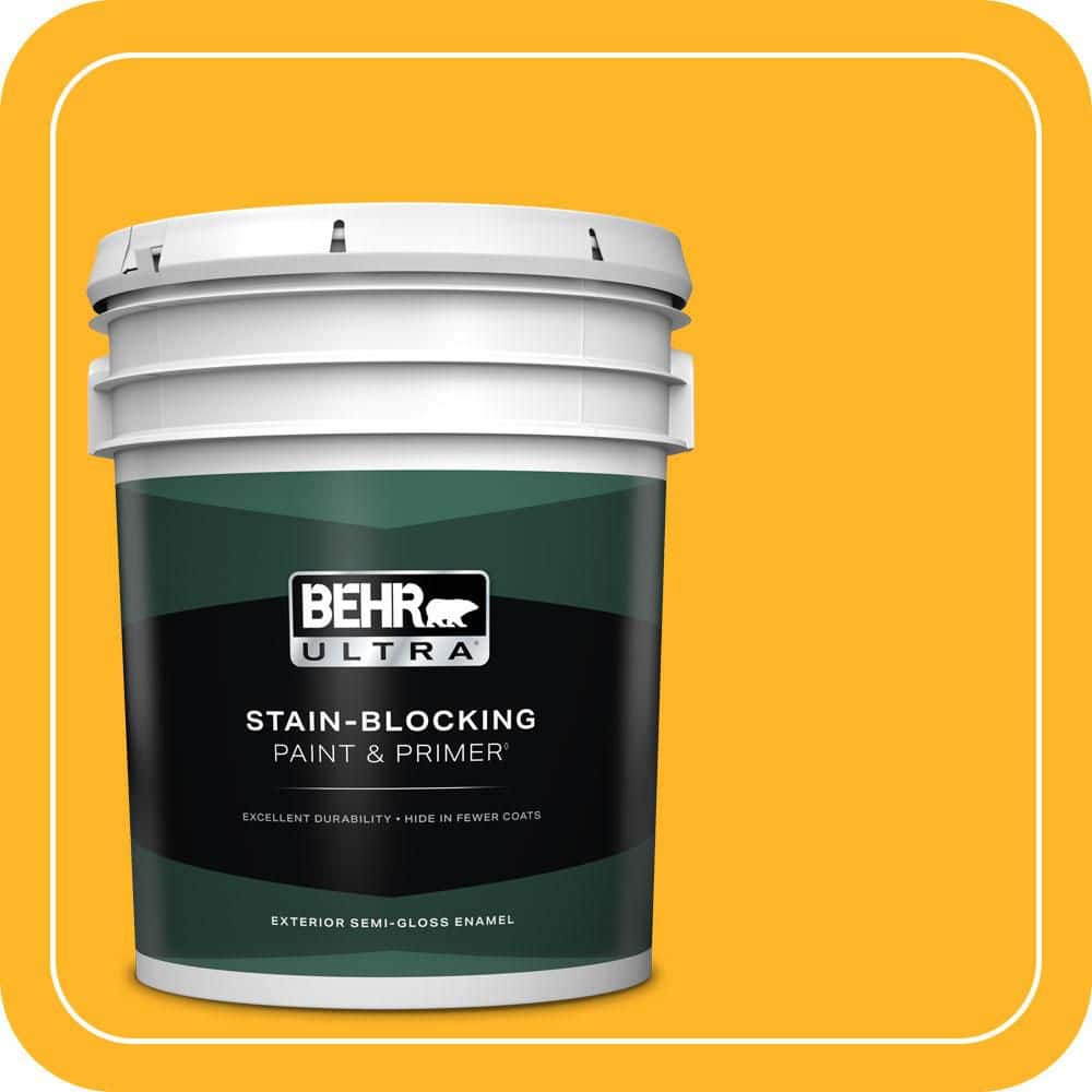 BEHR ULTRA 5 gal. #P260-7 Extreme Yellow Semi-Gloss Enamel Exterior ...