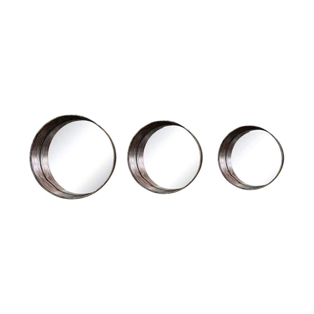 Storied Home 24 in. W x 20.75 in. H Round Metal Shadow Box Distressed ...