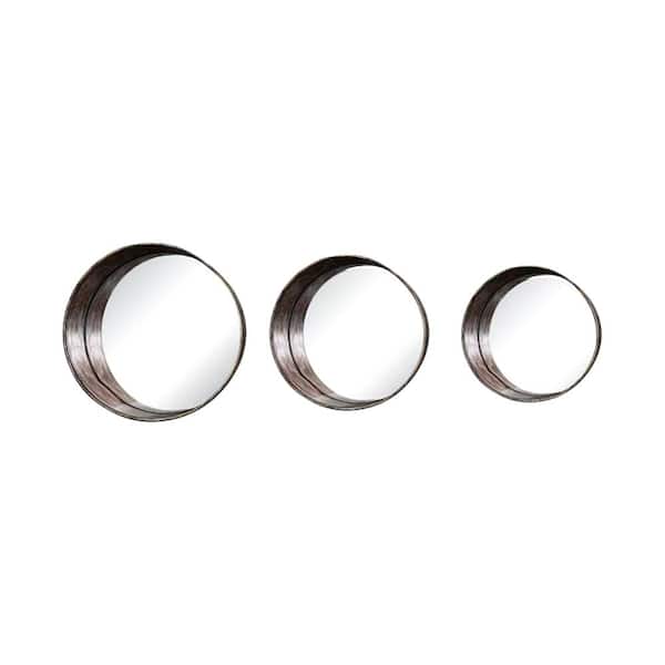 Storied Home 24 in. W x 20.75 in. H Round Metal Shadow Box Distressed ...