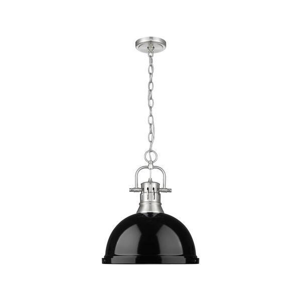 Golden Lighting Duncan 100-Watt 1-Light Pewter Pendant Light with Steel ...