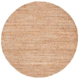 SAFAVIEH Natural Fiber Beige/Ivory 6 ft. x 6 ft. Round Solid Area Rug ...