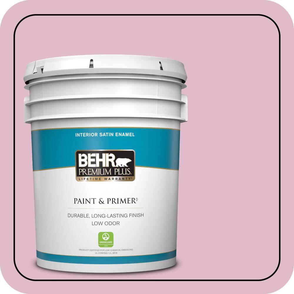BEHR PREMIUM PLUS 5 gal. #M130-3 Wild Geranium Satin Enamel Low Odor ...