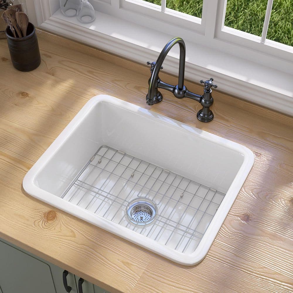Getpro 24 in. Undermount/Drop-in White Kitchen Sink Single Bowl ...