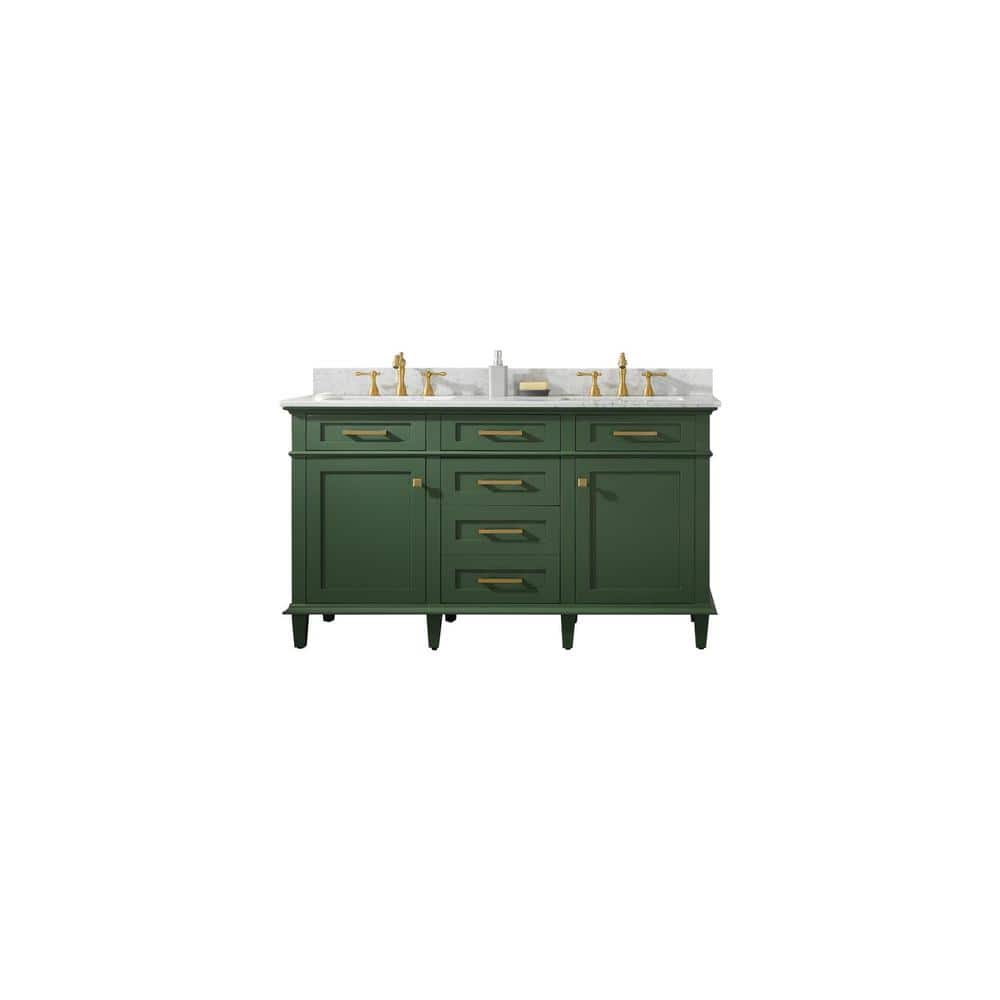 Legion Furniture 60 in. W x 22 in. D Vanity in Vogue Green with Marble ...