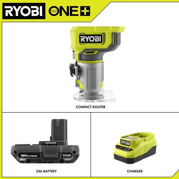 RYOBI ONE+ 18V Cordless Compact Fixed Base Router with 2.0 Ah Battery ...