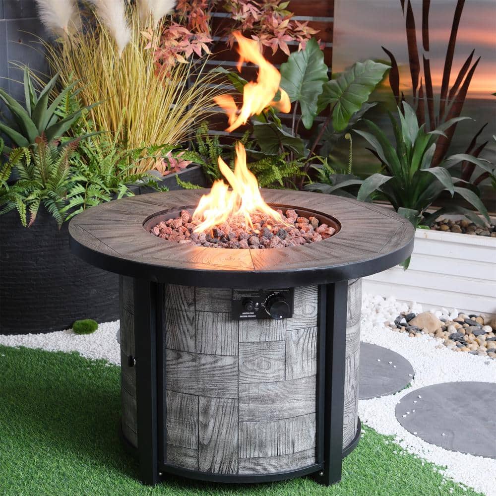Outdoor Propane Fire Pit, Round Gas Fire Pit for Outside Patio, 50,000 ...