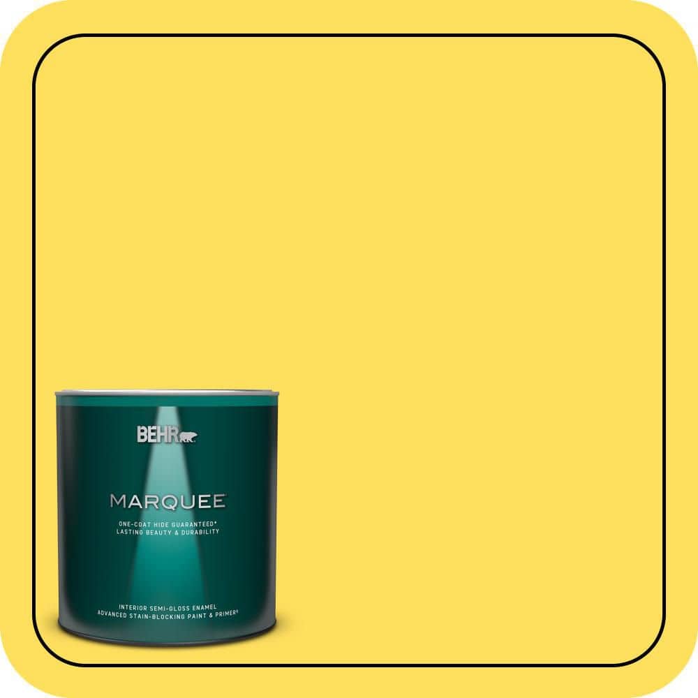 BEHR MARQUEE 1 qt. #380B-5 Neon Light Semi-Gloss Enamel Interior Paint ...