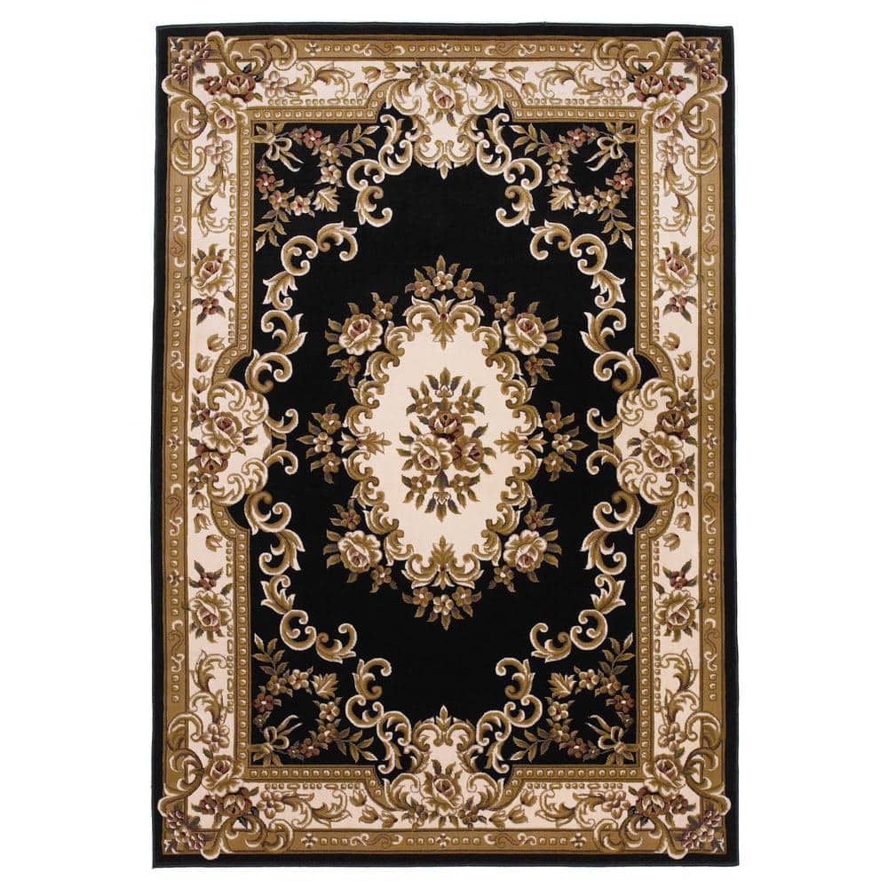 MILLERTON HOME Traditional Morrocan Black/Ivory 8 ft. x 11 ft. Area Rug ...