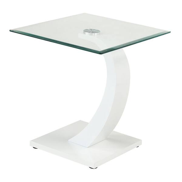Furniture of America Tafthall 24 in. White Rectangle Glass End Table ...