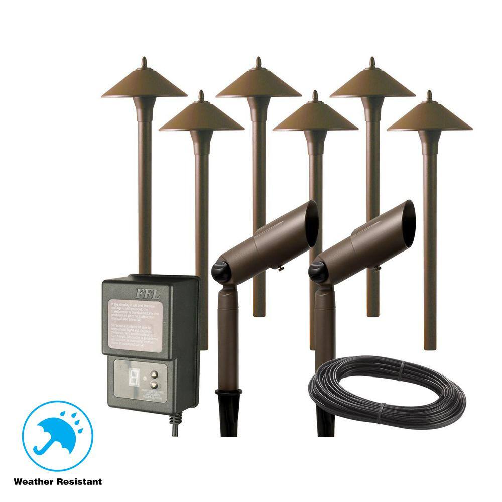 Hampton Bay Low-Voltage Aged Brass Outdoor Halogen Landscape Path Light ...