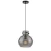 Innovations Newton Sphere 100-Watt 1-Light Matte Black Shaded Pendant ...