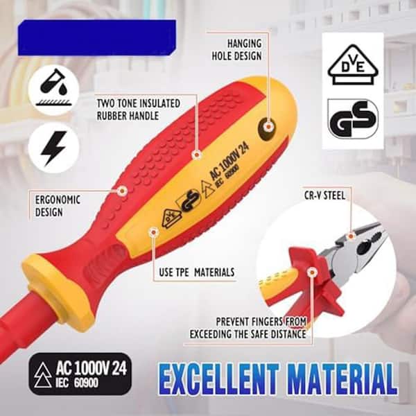 Lukyamzn Insulated Electrician Tool Set 14-Piece VDE Certified ...