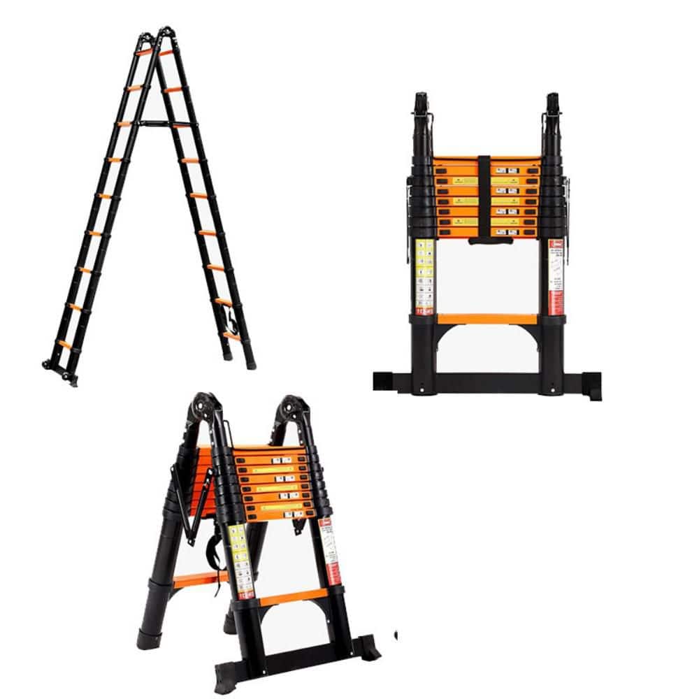 WRIGHTMASTER 16.5 ft. Reach Aluminum Telescoping Multi-Position Ladder ...