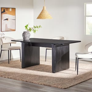 Dovelina Brix Modern Rectangle Black Wood Top 67 in. Double Pedestal Base Dining Table Seats 6 ...