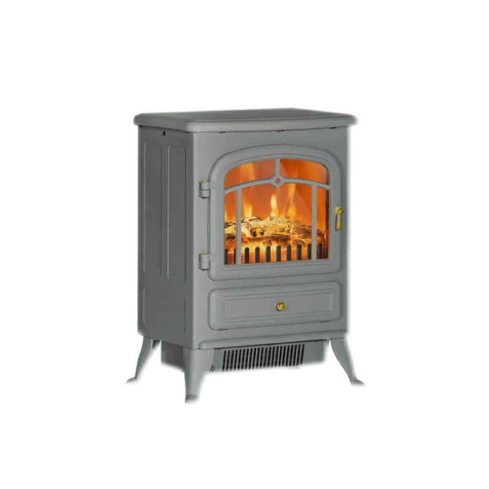 1450-Watt Gray Electric Fireplace Heater Furnace with Realistic LED ...