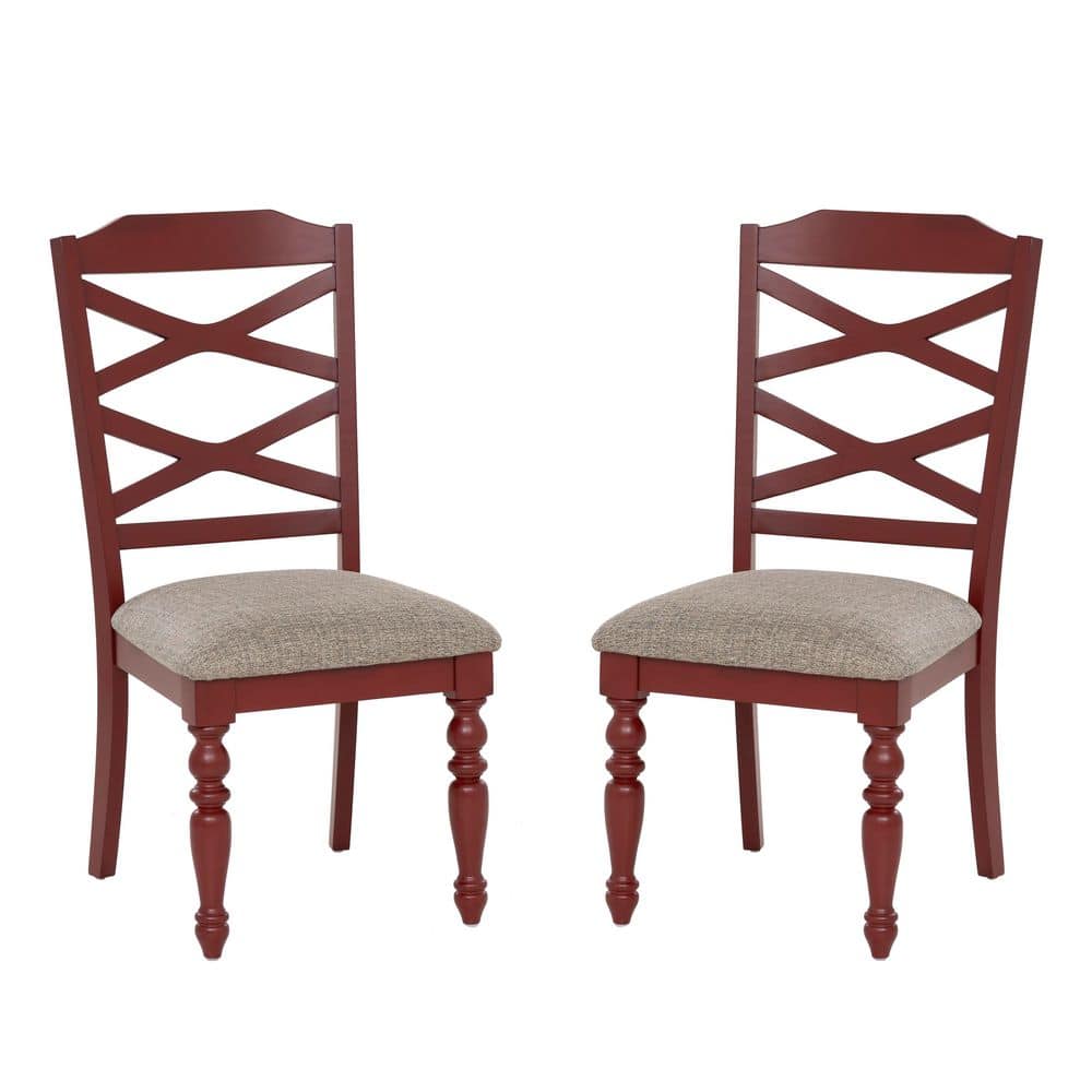 Linon Home Decor Aster Red Fabric Seat Dining Side Chair Set of 2 ...