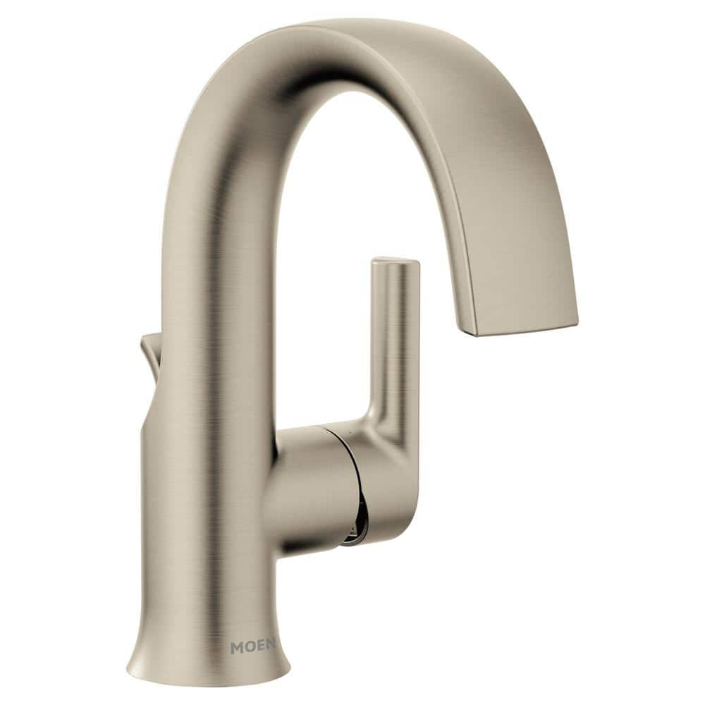 MOEN Doux Single Hole Single-Handle Bathroom Faucet in Brushed Nickel ...