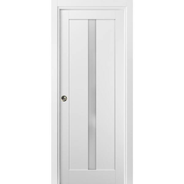 Sartodoors 18 in. x 80 in. 1 Panel White Finished Solid MDF Sliding ...