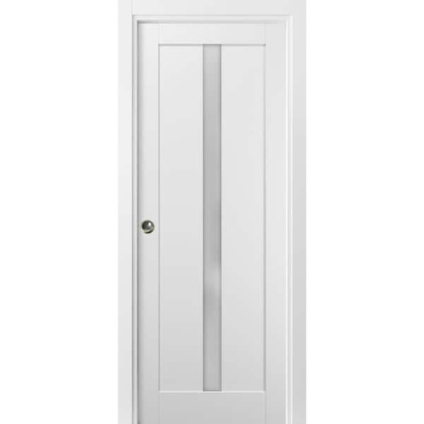 Sartodoors 30 in. x 96 in. 1 Panel White Finished Solid MDF Sliding ...