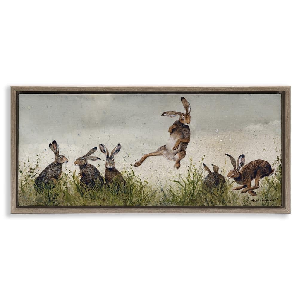 Stupell Industries Jumping Hares in Wild by Maggie Vandewalle Brown ...