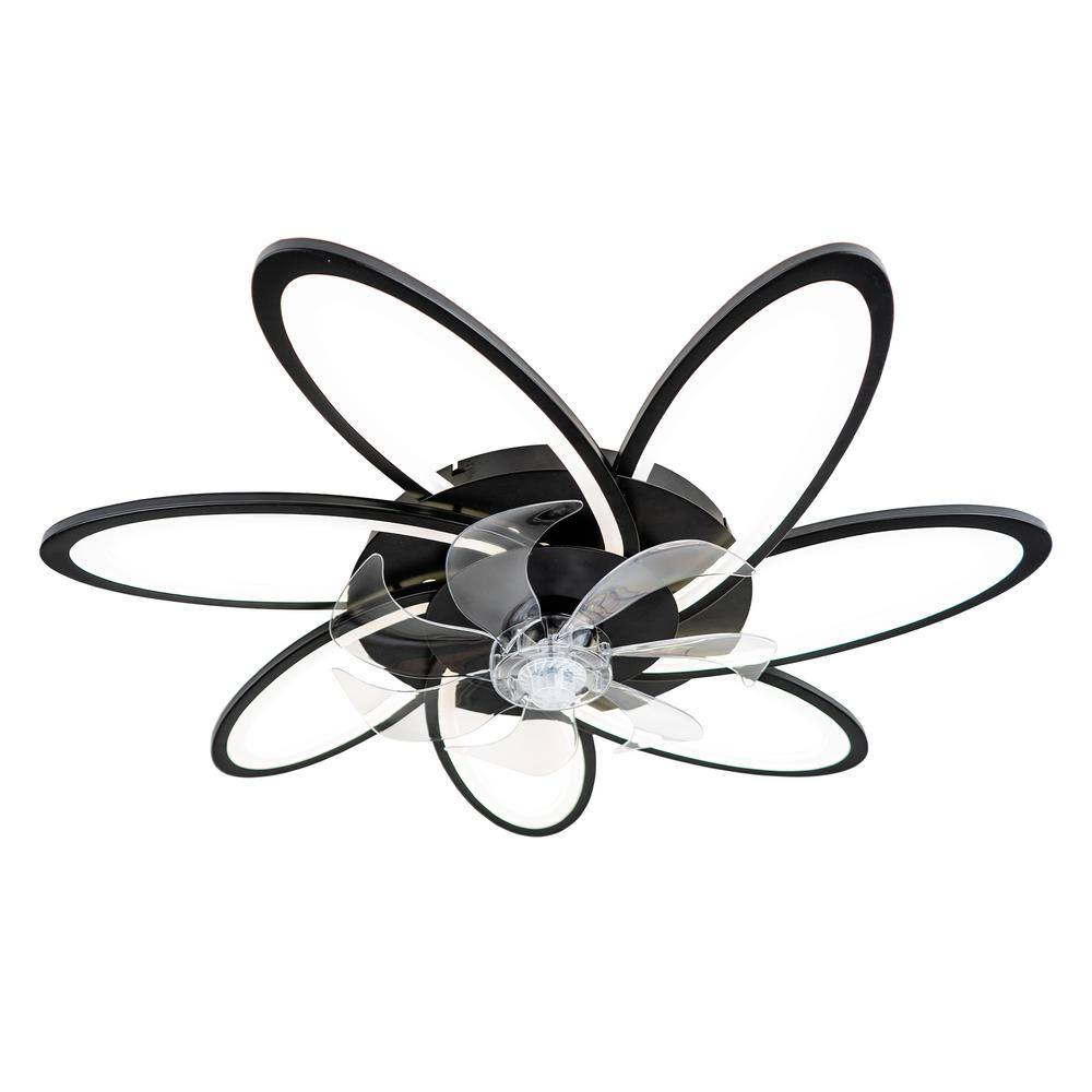 Tivleed 29.25 in. Indoor Modern Black Modern Recessed Ceiling Fan with ...