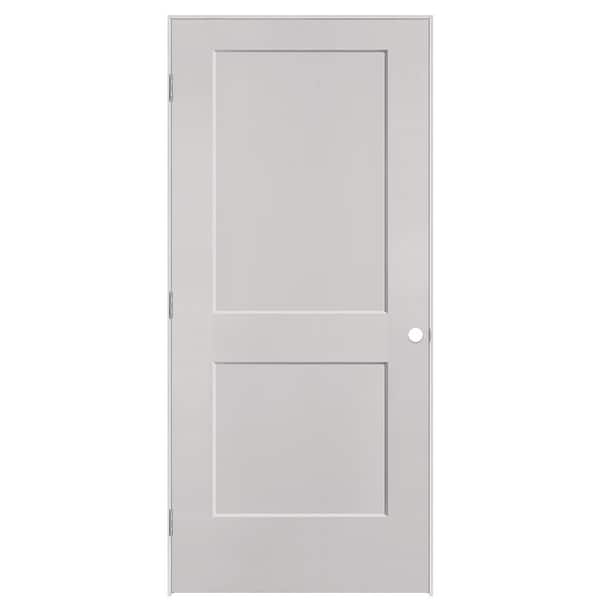 Masonite 36 in. x 80 in. 2-Panel Logan Right-Hand Solid Core Silver ...