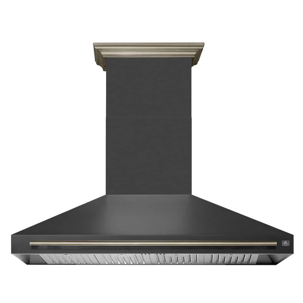 Forno Aria 60 in. Wall-Mounted Range Hood in Black, Ducted 1200 CFM ...