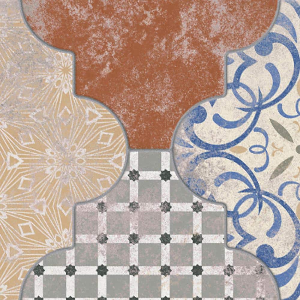 Merola Tile Riga Patchwork 5 in. x 5 in. Ceramic Floor and Wall Take ...