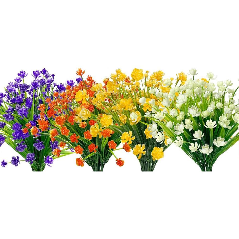20 Bundles Mix Colors Artificial Flowers 12.6 in. H UV Resistant Fake Plants Summer Decor for ...