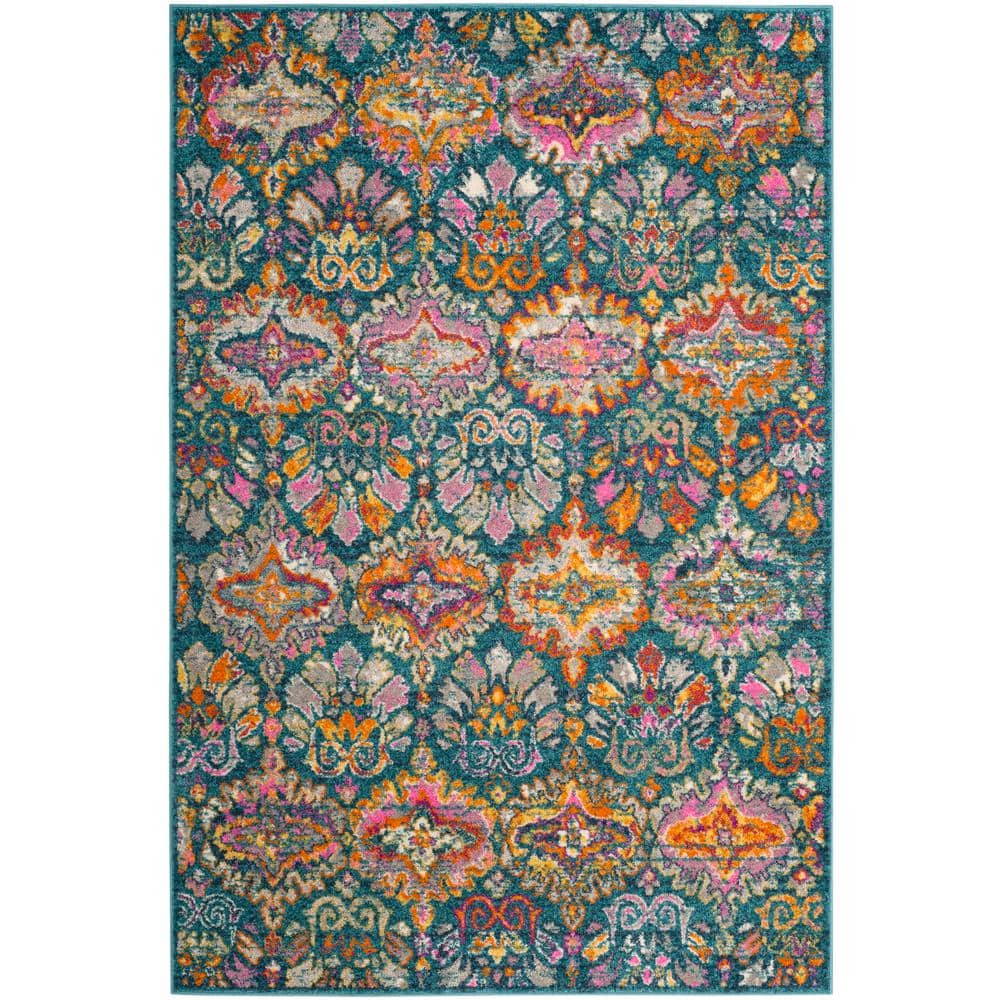 SAFAVIEH Madison Blue/Orange 8 ft. x 10 ft. Floral Area Rug MAD144A-8 ...
