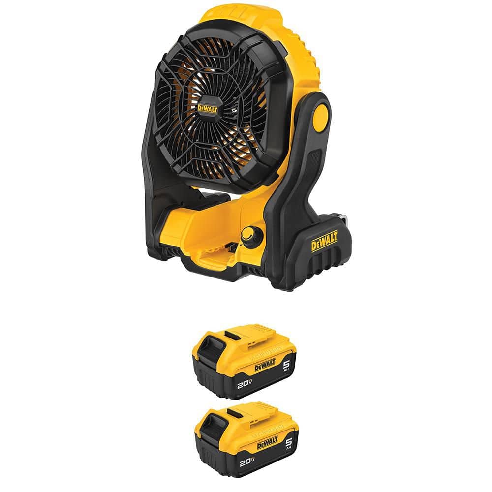 DEWALT 20V MAX Lithium-Ion Jobsite Fan with (2) 20V MAX 5. 0Ah Battery ...