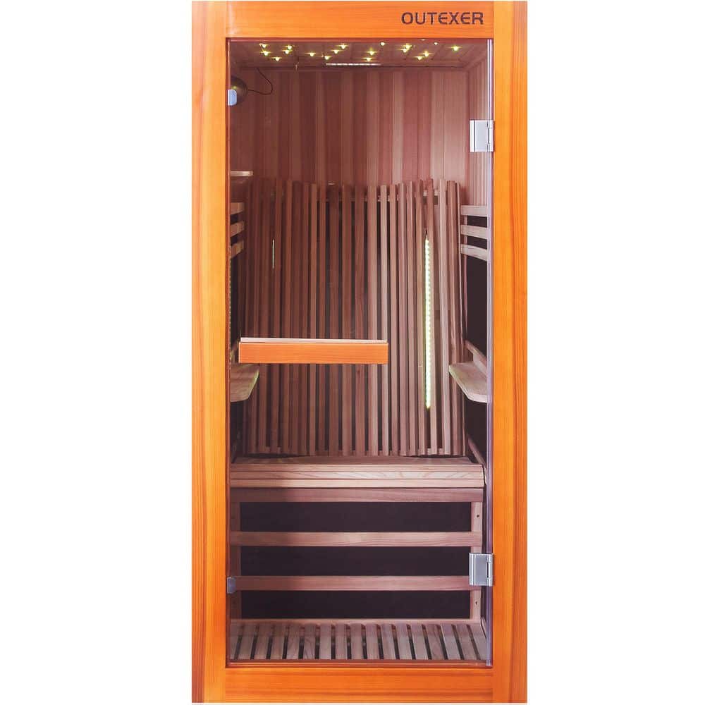 LIVACA 1-Person Epoxy Board Heating Indoor Sauna with 10 Heaters ...
