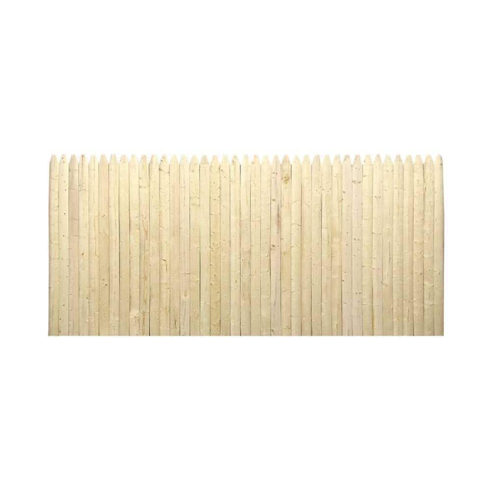 Barrette 3.5 ft. x 8 ft. Natural Spruce Pine Fir 3 in. Gothic Stockade ...