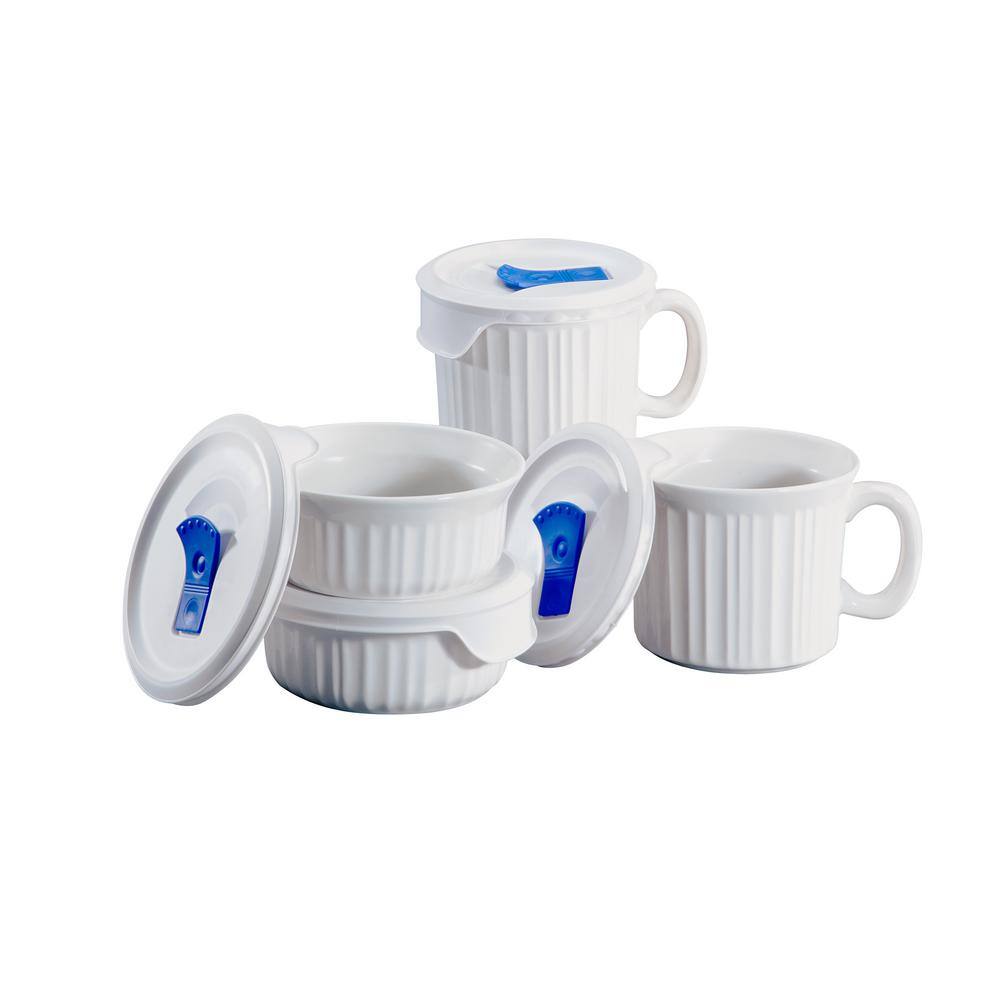 Corningware French White 8-Piece Round Stoneware Pop-Ins Mug Set with ...