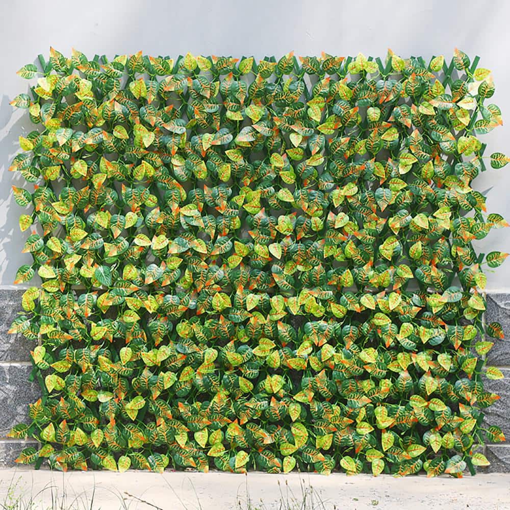 Wellco 130 x 11.8 in. Expandable Plastic Garden Fence Artificial Leaves ...