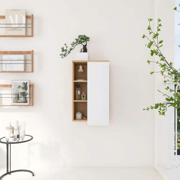 UPIKER 16 Inch Wall-Mounted Bathroom Side Cabinet with Single Door and ...