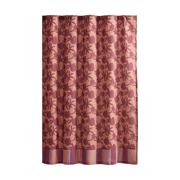 MAKERS COLLECTIVE Natalia 72 in. x 72 in. Botanical Cotton Fabric Shower Curtain in Red ...